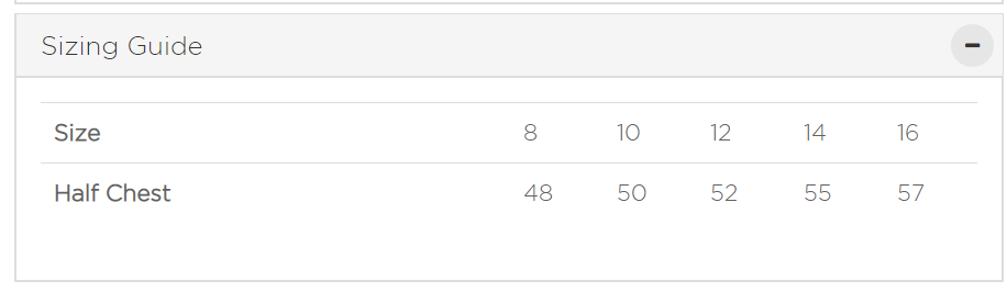 Size chart - Ladies Fleece Hoodie - KC Australia