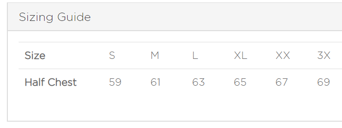 Size chart - Mens Fleece Hoodie - KC Australia