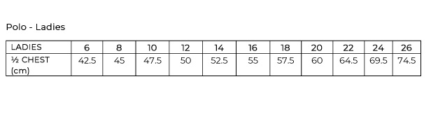 size-chart-polo-ladies - KC Australia